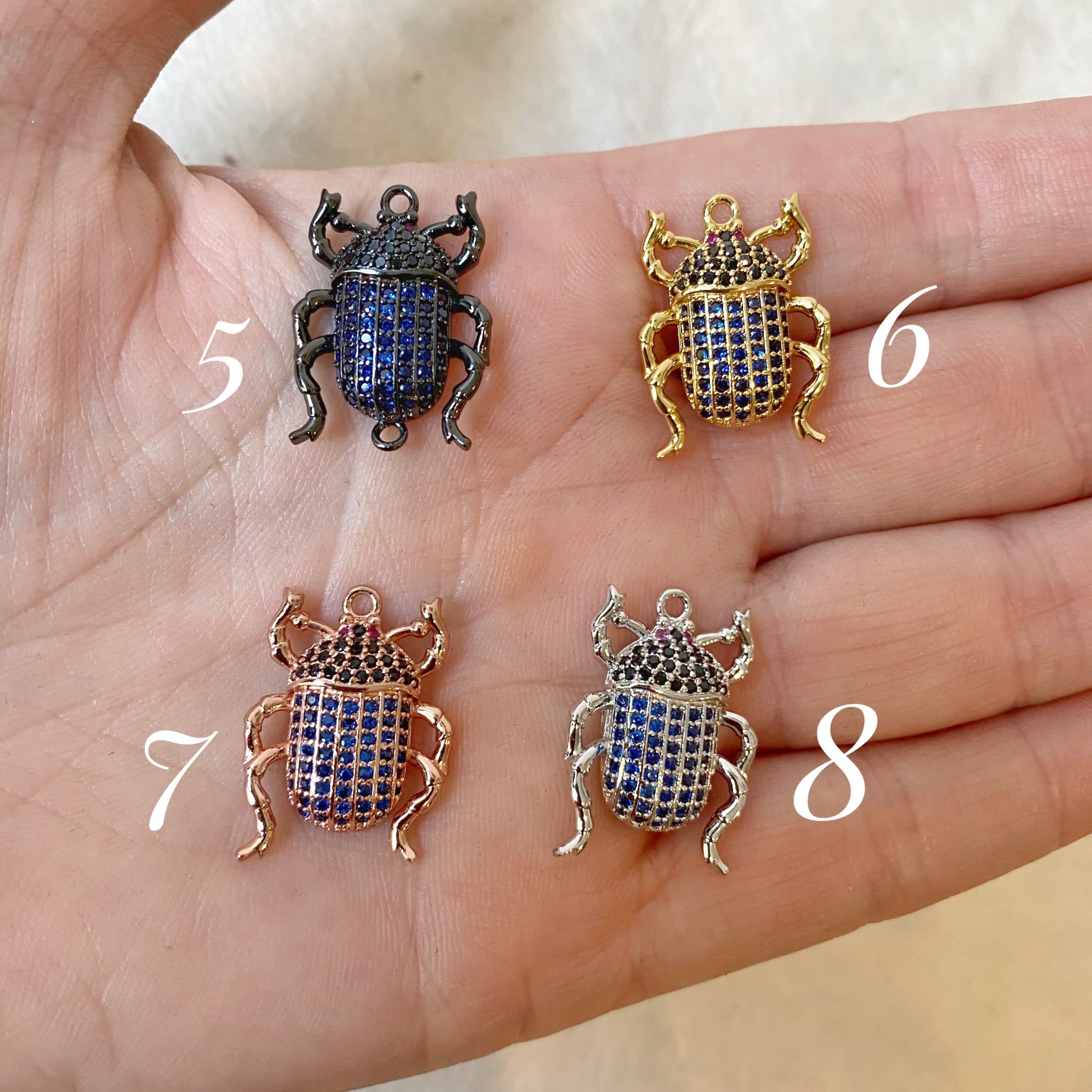 Breloques “Scarabée” en métal doré ou acier inox noir | Les fournitures de Sandy